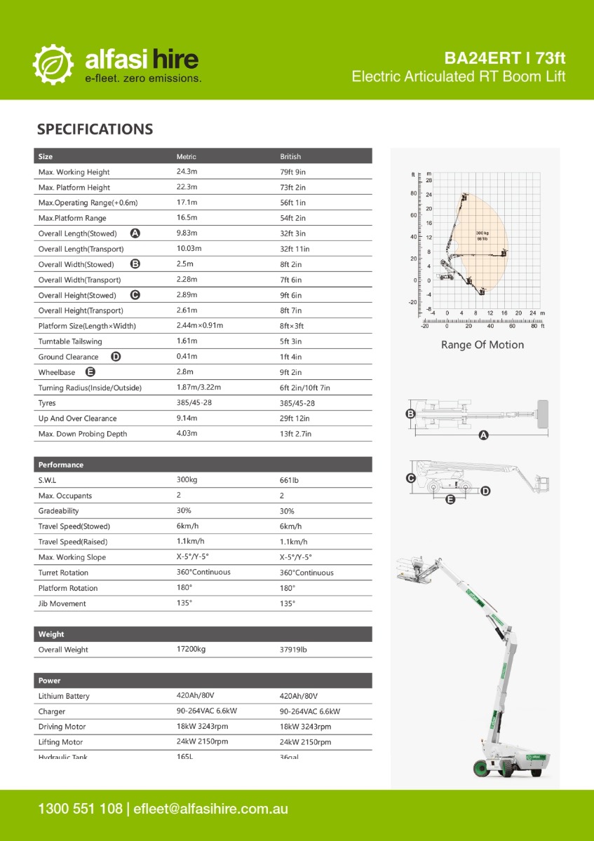 73FT | Electric RT Knuckle Boom Lift Hire | Reliable | Alfasi